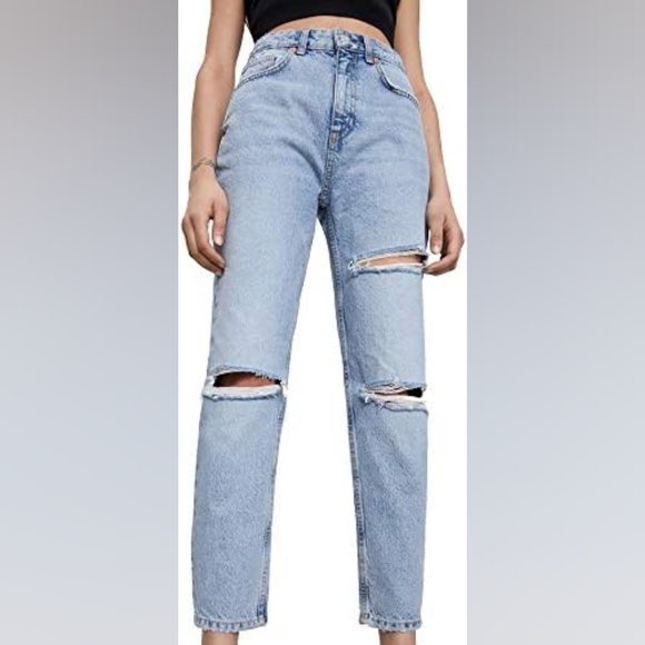 Zara | Jeans | Zara Women Ripped Mom Fit Jeans | Poshmark
